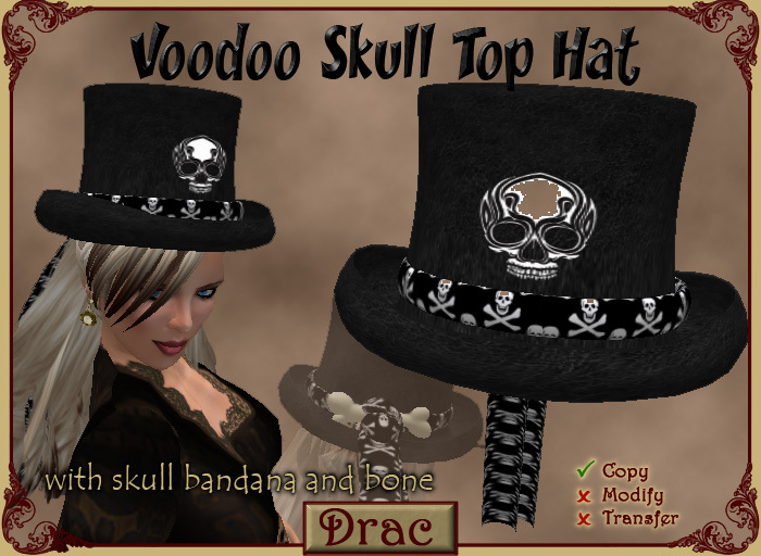 Second Life Marketplace - [DRAC] Voodoo Bones Top Hat